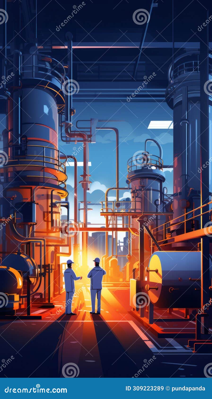 Illustration of a Work Process in a Workshop, an Engineer and a Worker ...