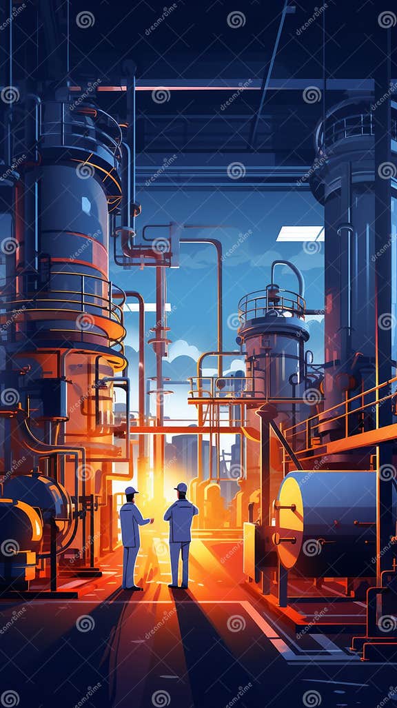 Illustration of a Work Process in a Workshop, an Engineer and a Worker ...