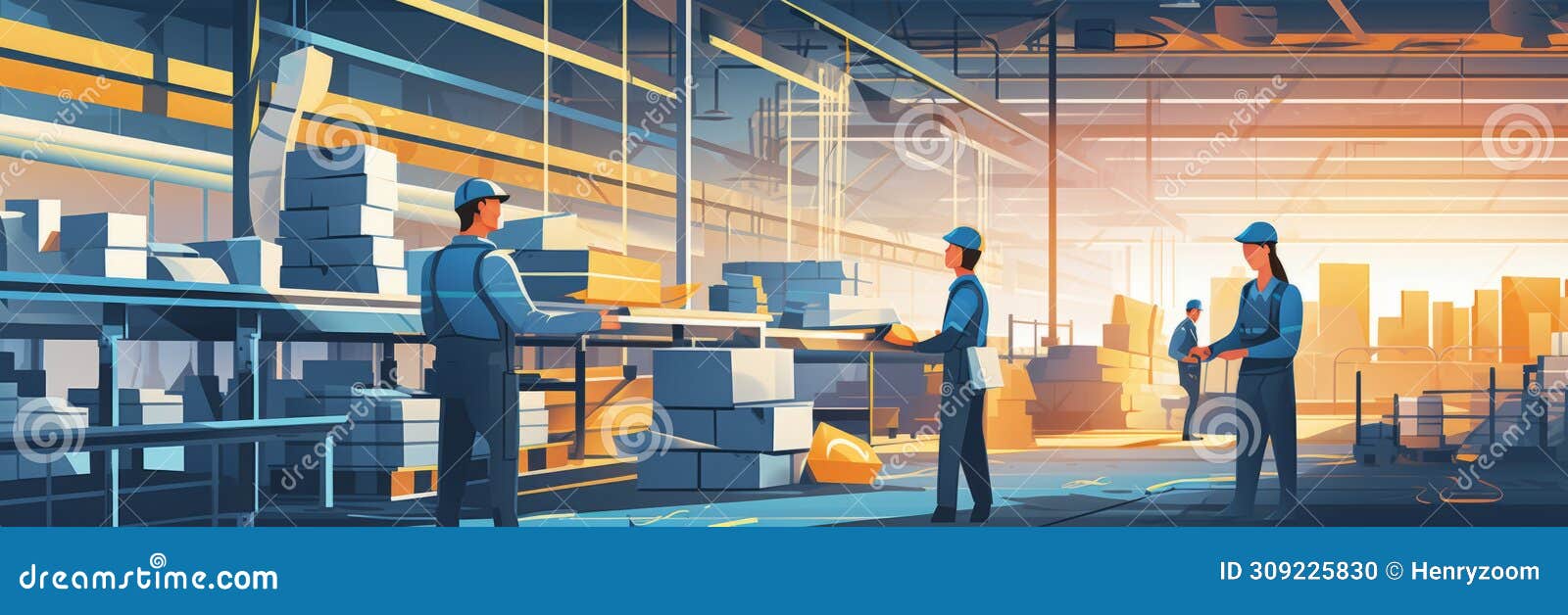 Illustration of a Work Process in a Workshop, an Engineer and a Worker ...