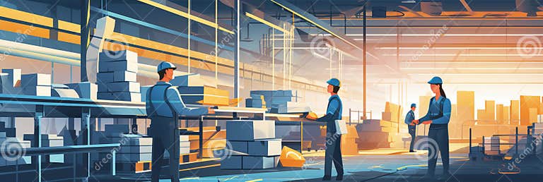 Illustration of a Work Process in a Workshop, an Engineer and a Worker ...