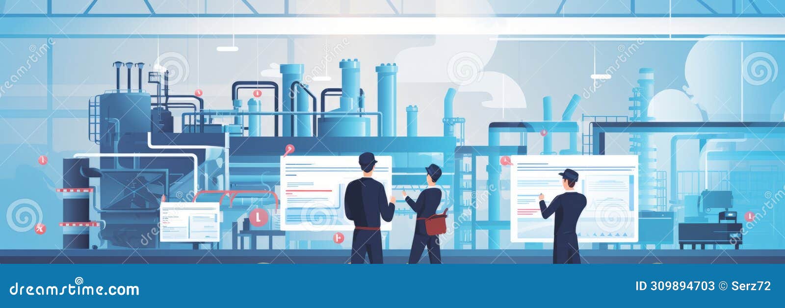 Illustration of a Work Process in a Workshop, an Engineer and a Worker ...