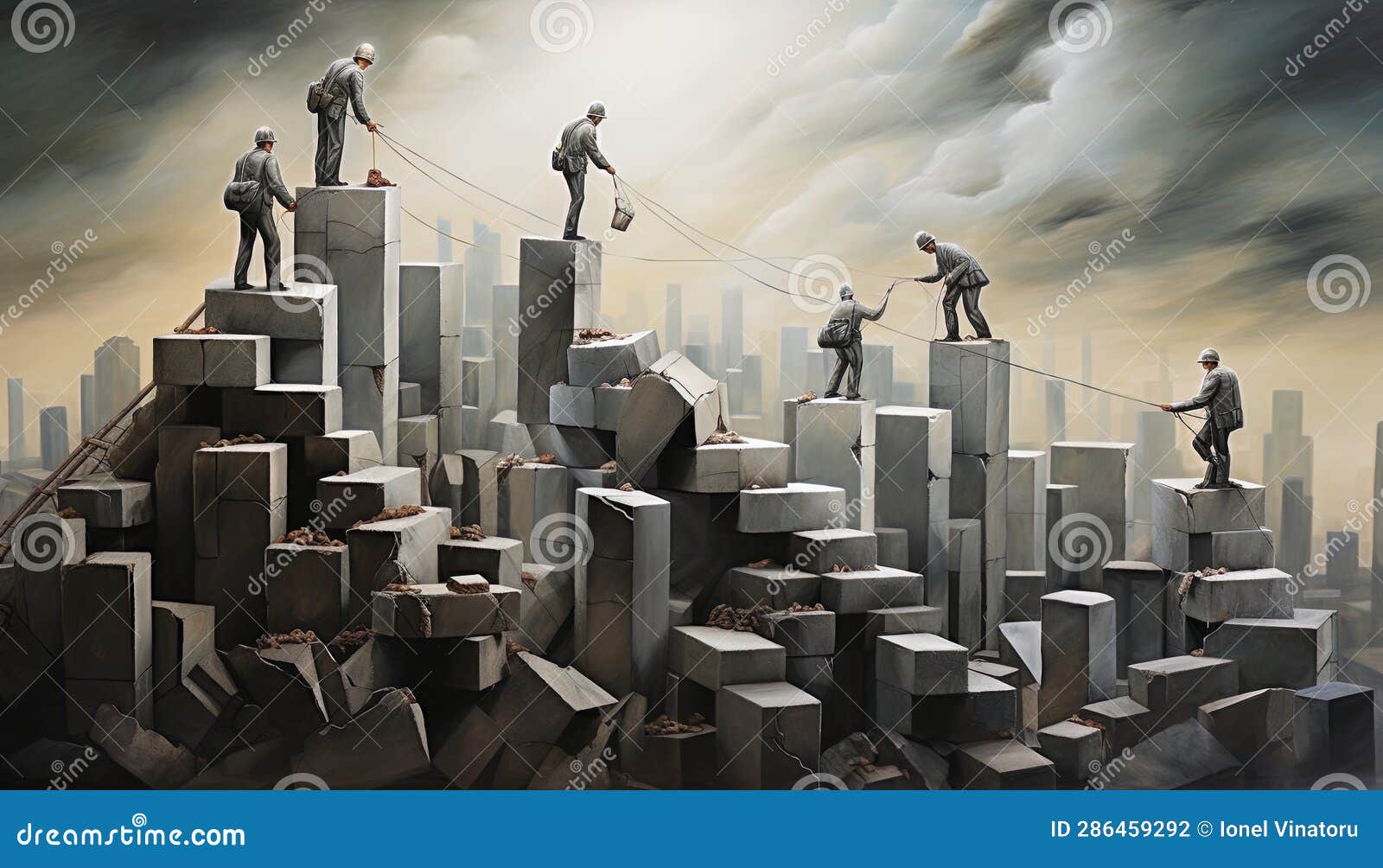 Illustration of Workers Overcoming Challenges and Obstacles in Their ...