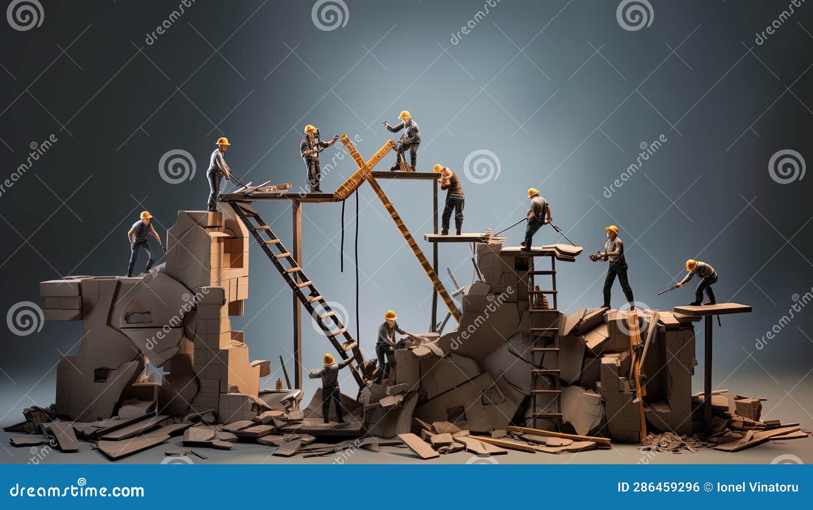 Illustration of Workers Overcoming Challenges and Obstacles in Their ...