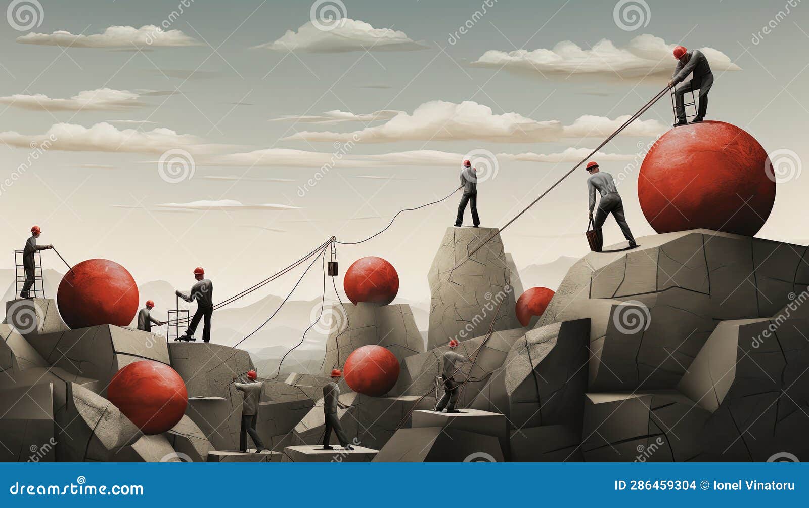 Illustration of Workers Overcoming Challenges and Obstacles in Their ...