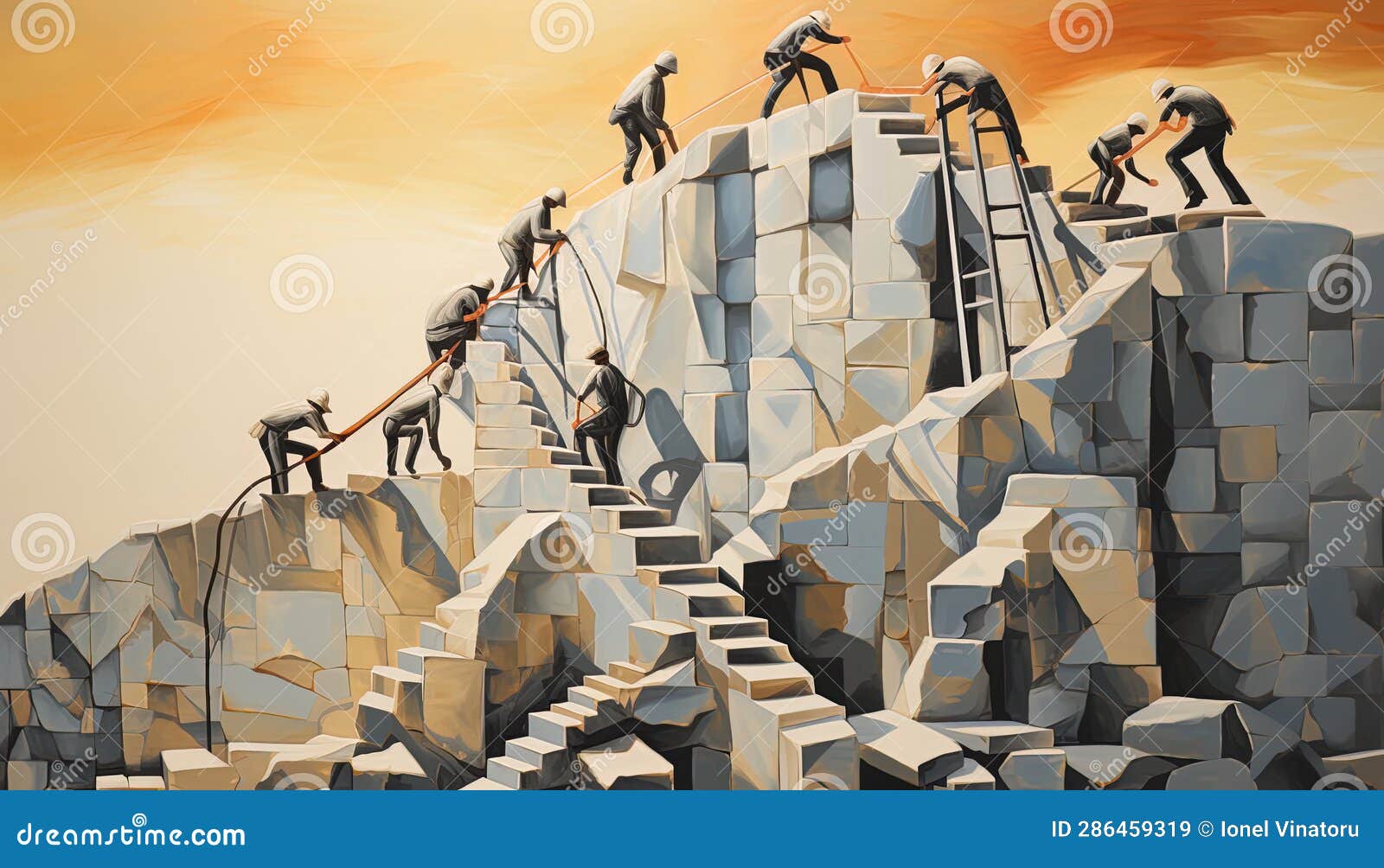 Illustration of Workers Overcoming Challenges and Obstacles in Their ...