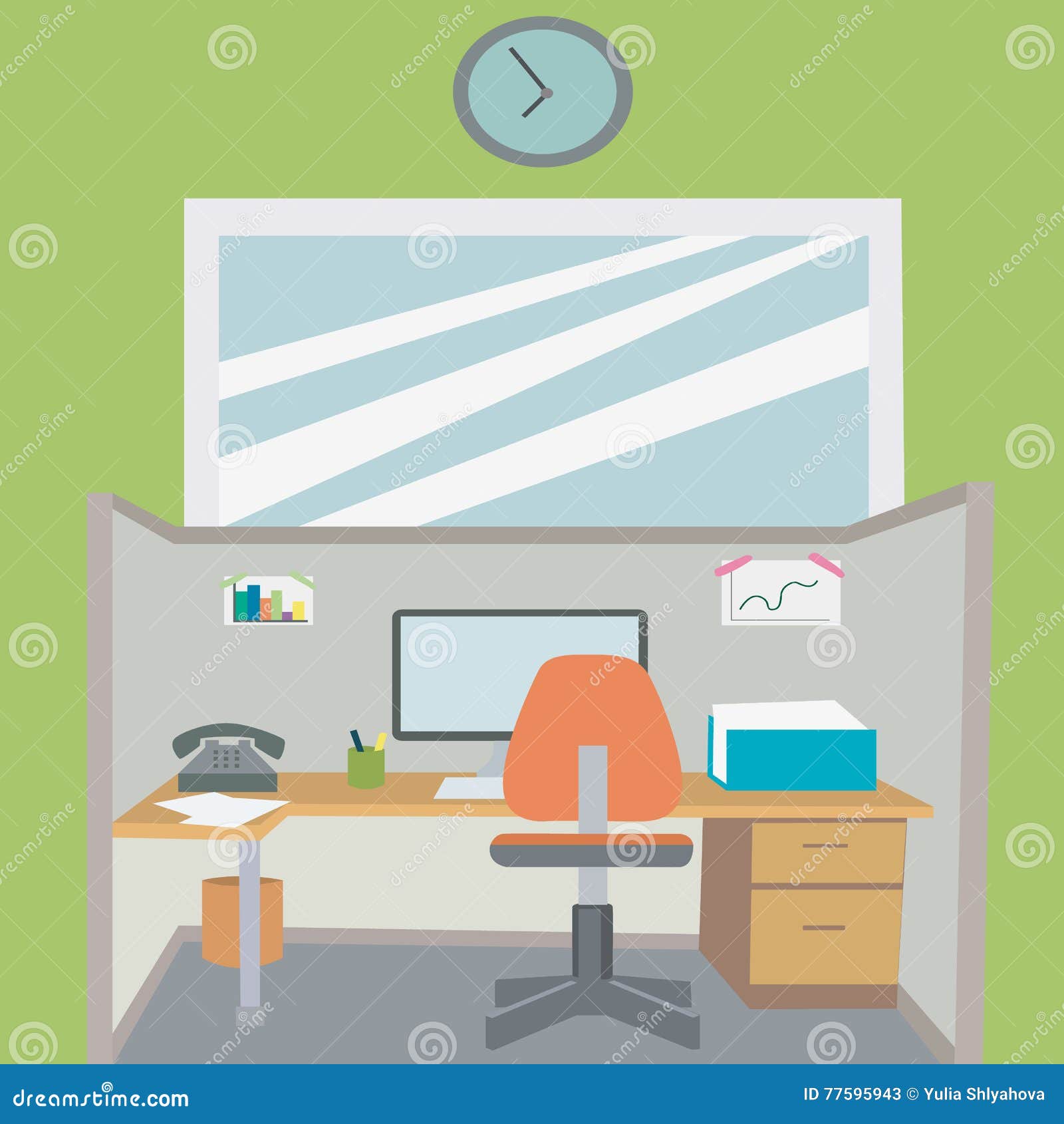 Illustration working place stock vector. Illustration of management ...