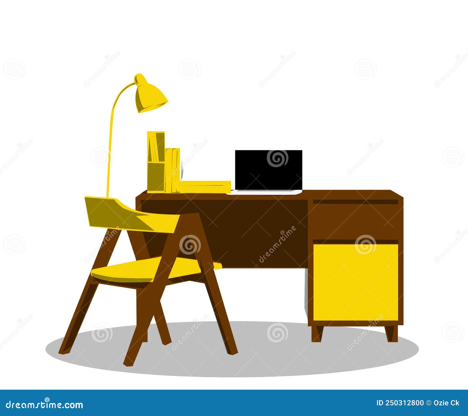 Illustration of a Workspace with a Desk Full of Paper and Computer Work ...