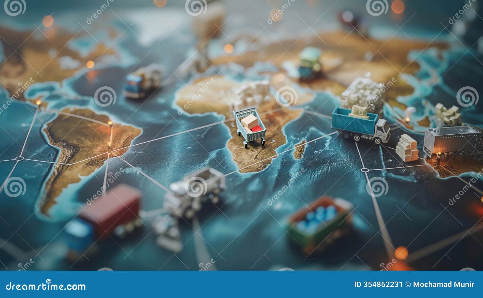 Illustration of World Map Interconnection of E-commerce Business ...