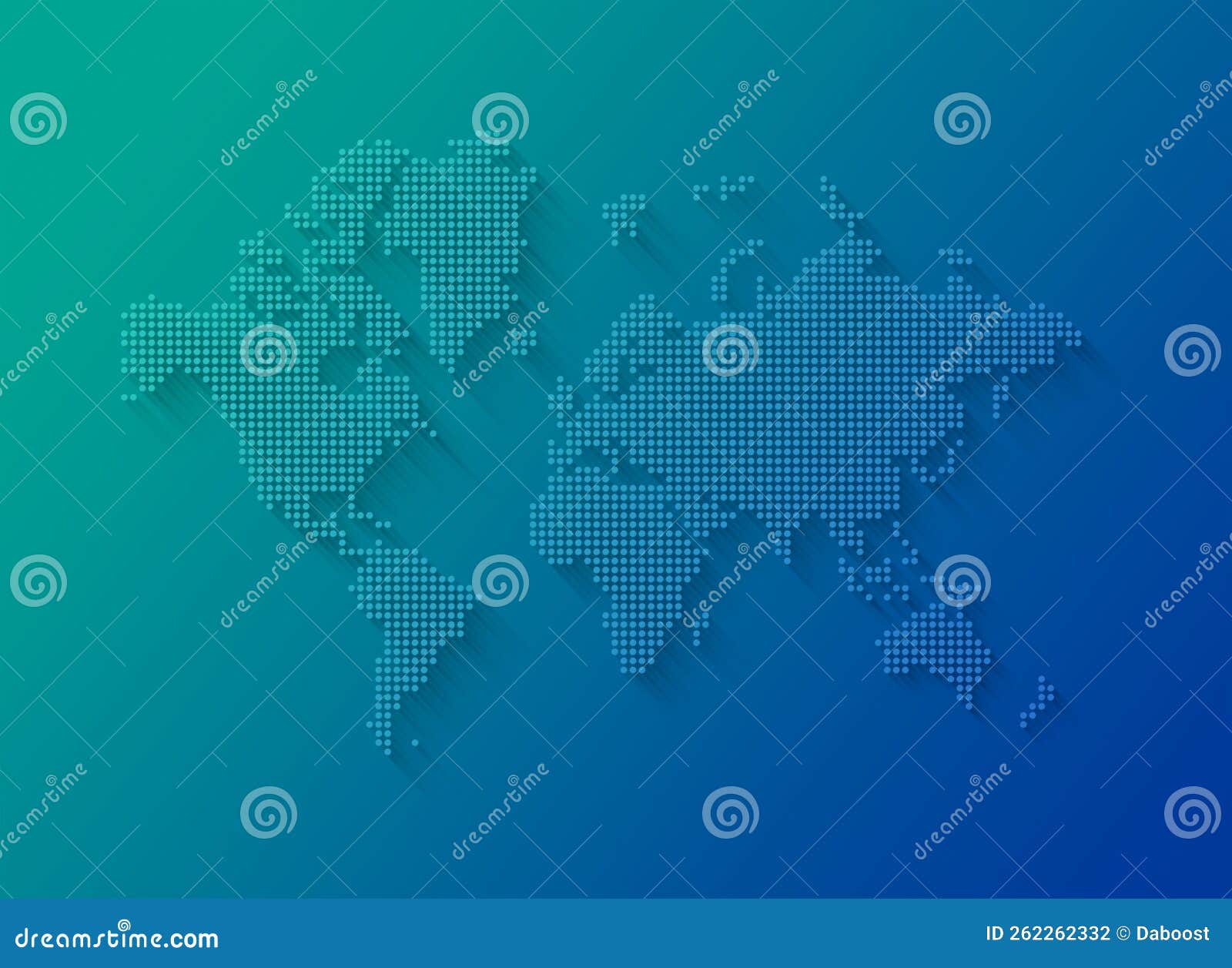 Illustration of a World Map Made of Dots on a Blue Background Stock ...