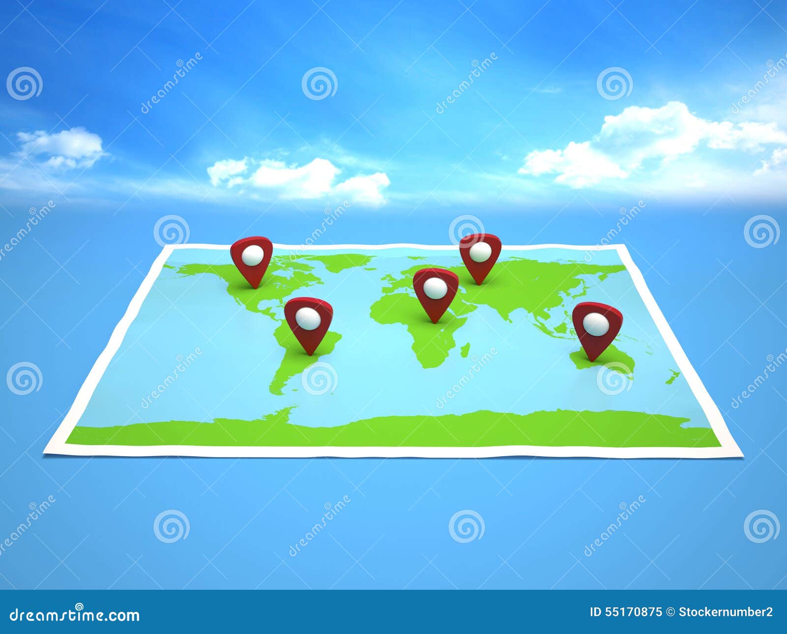 Illustration World Map and Sky Stock Illustration - Illustration of ...