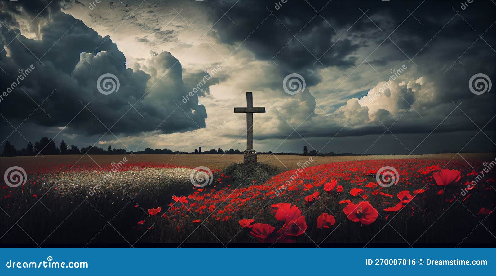 Illustration of World War One Battlefields Filled with Poppies Stock ...