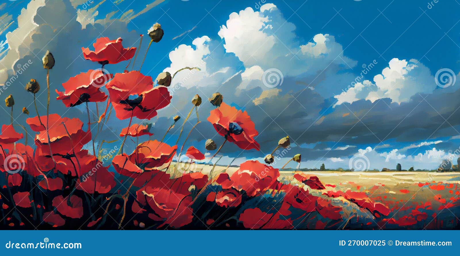 Illustration of World War One Battlefields Filled with Poppies Stock ...