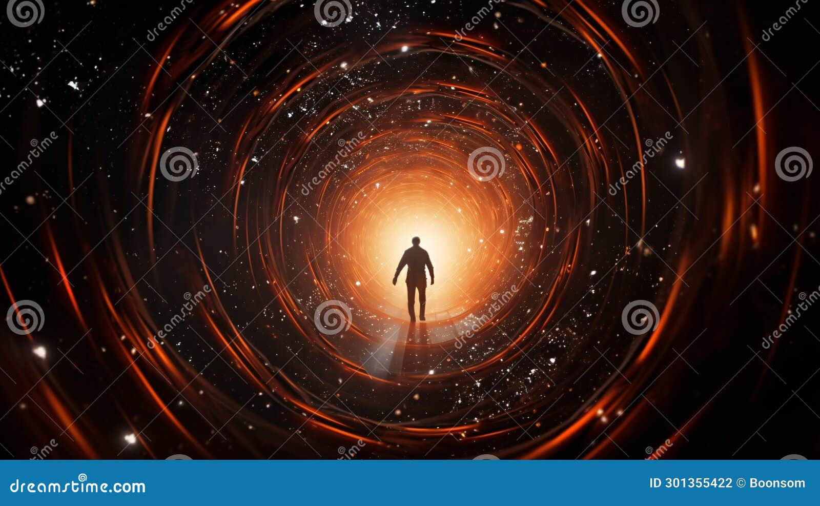 Abstract Background with Man in Tunnel or Wormhole. Generative Ai Stock Illustration ...