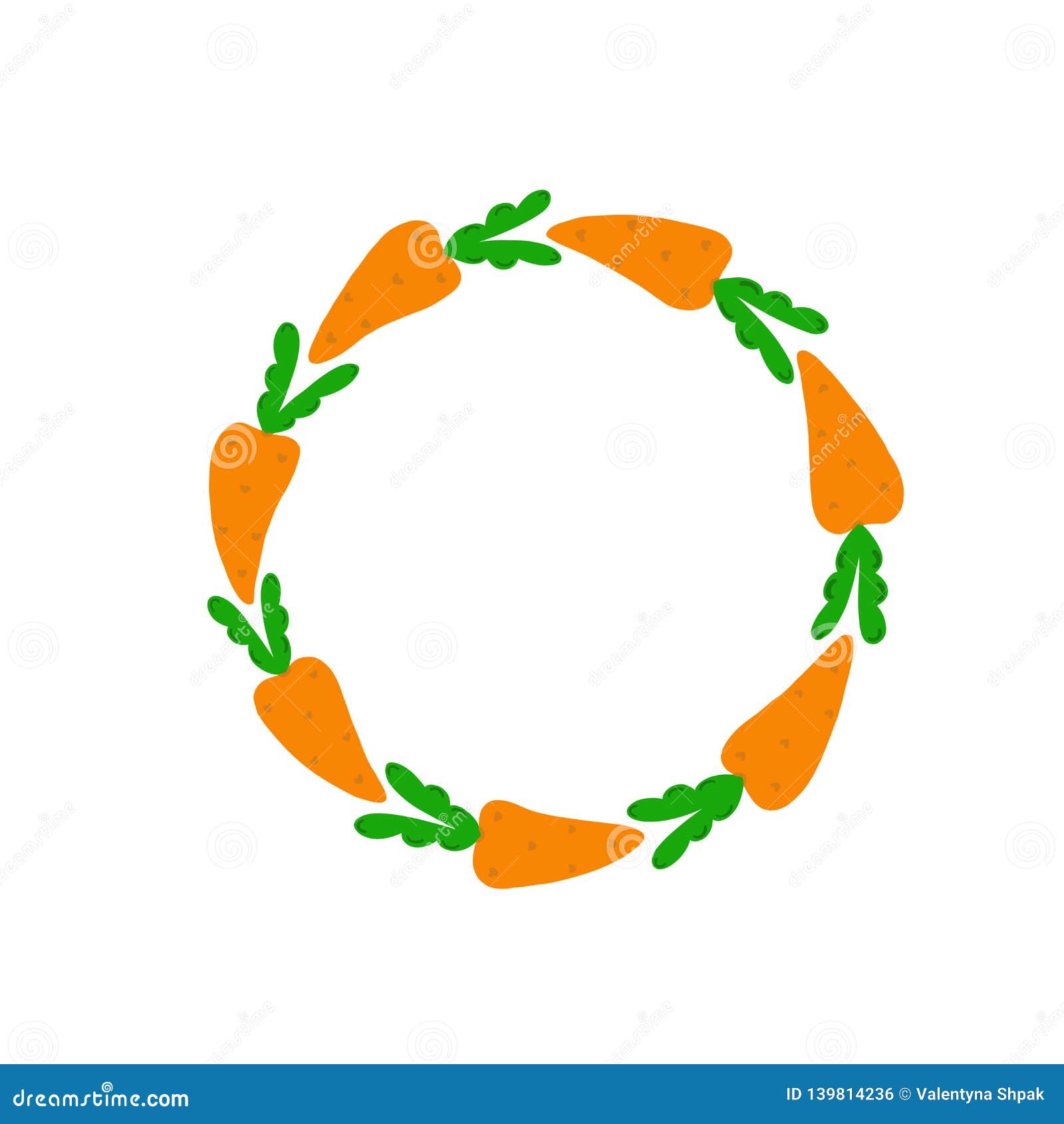 Illustration of a Wreath of Bright Carrots with Hearts on a White ...