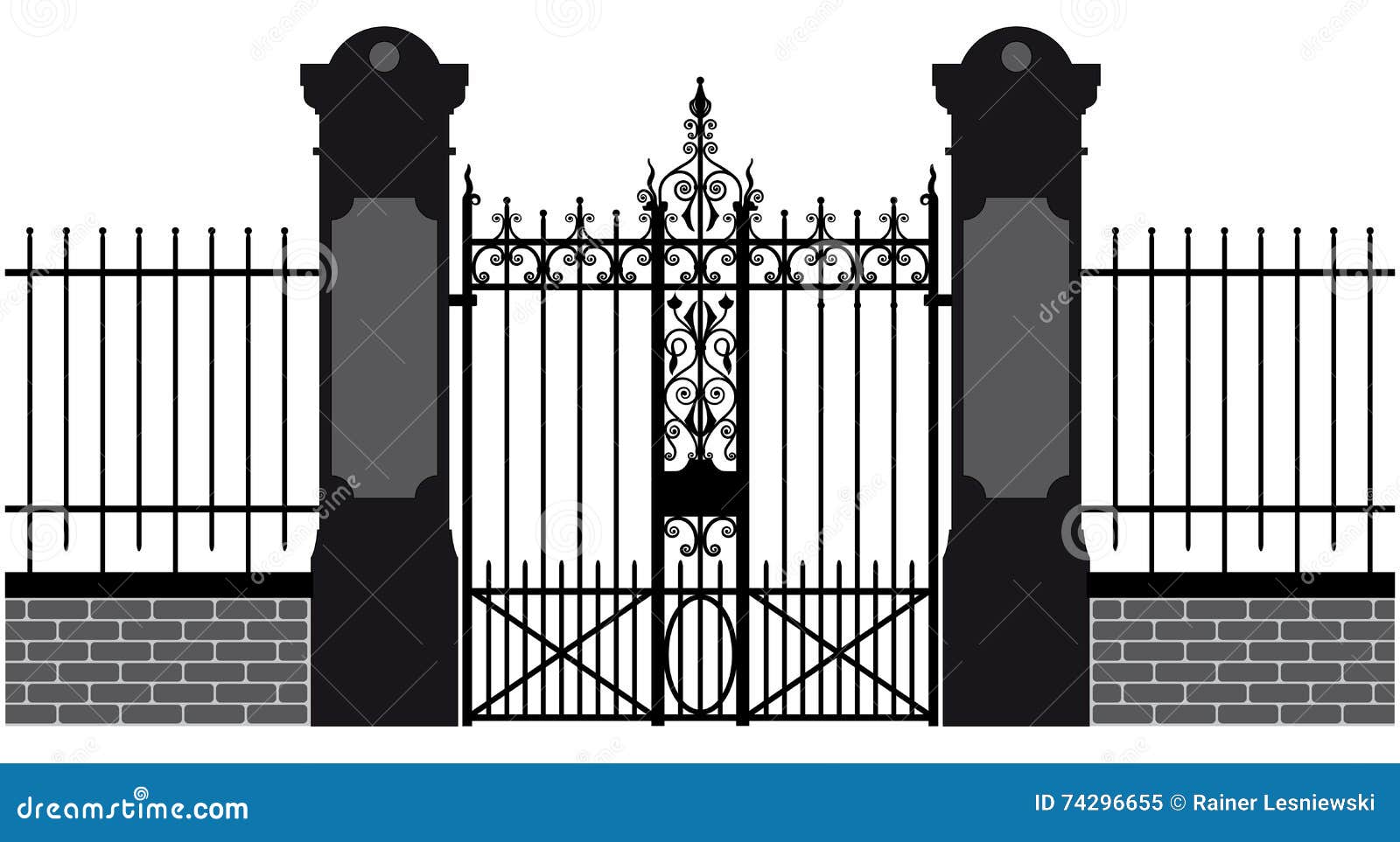 Illustration of a Wrought Iron Gate Stock Illustration - Illustration ...