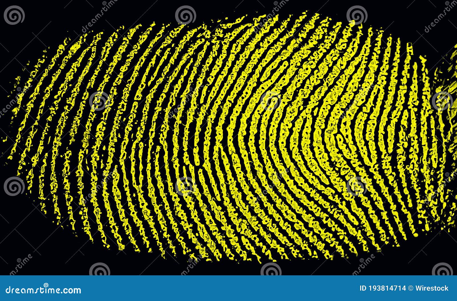 Illustration of a Yellow Fingerprint Isolated on a Black Background ...