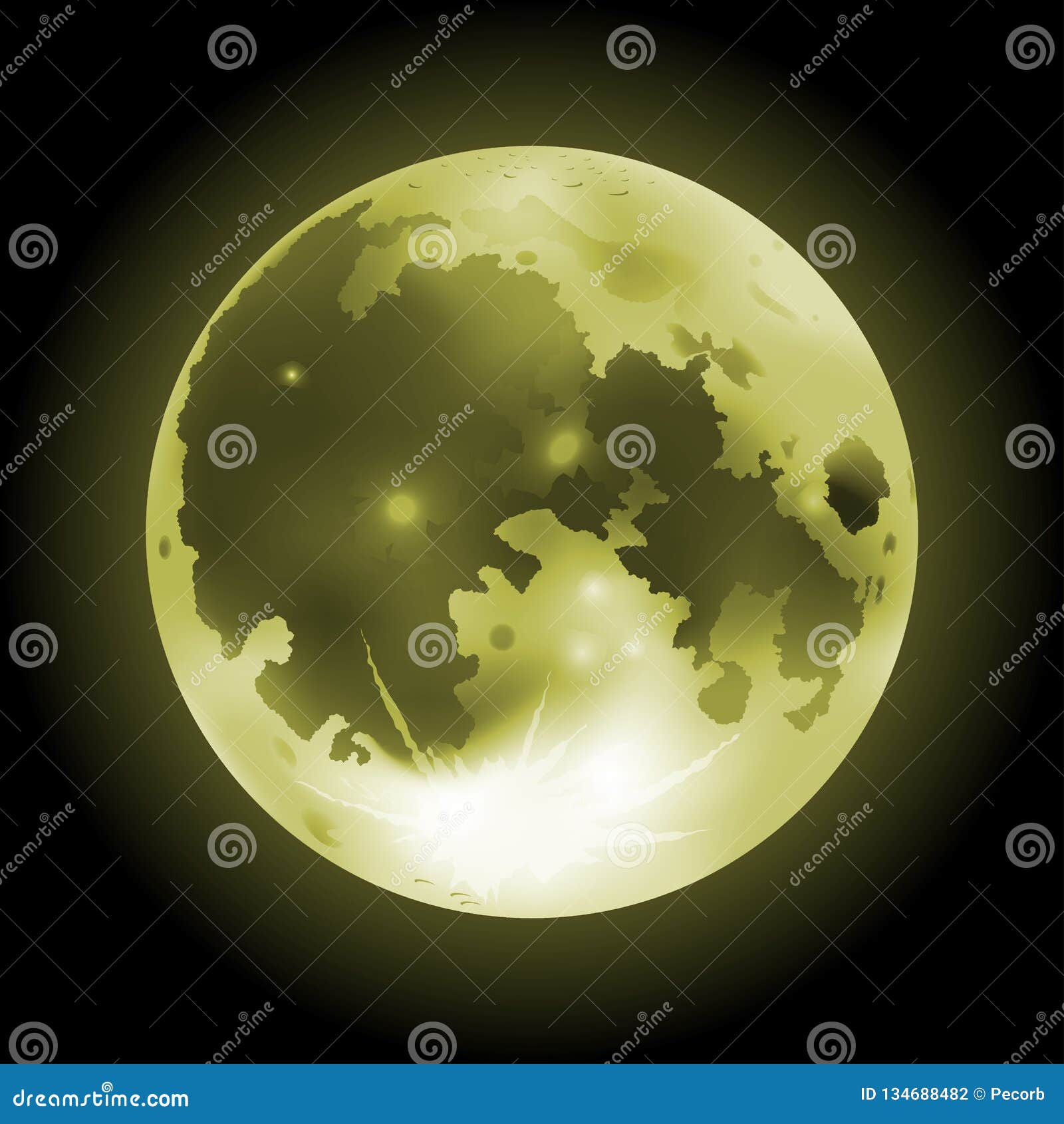 Illustration of Yellow Full Moon Stock Vector - Illustration of round ...