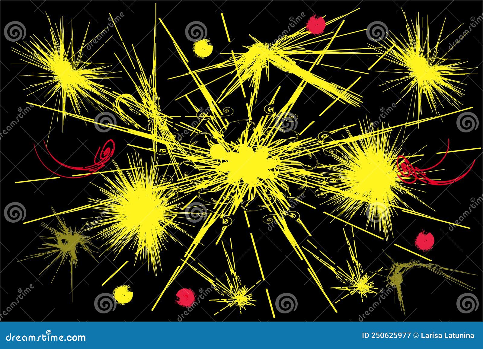 Illustration with Yellow Lights on a Black Background. Stock ...