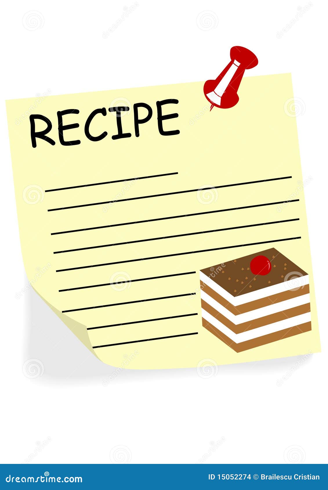 Illustration of a Yellow Note with Text for a Reci Stock Vector ...