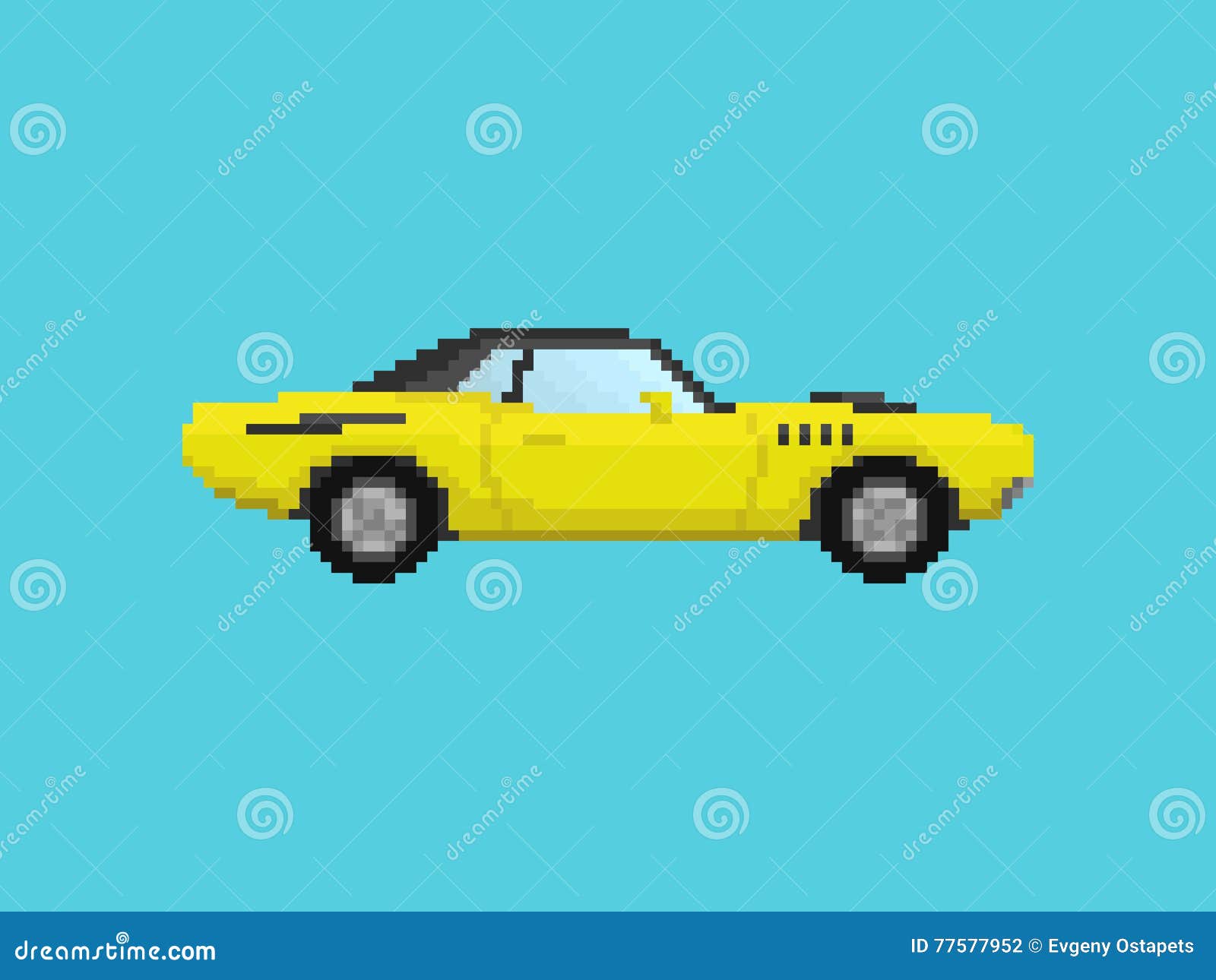 Illustration of Yellow Sport Car in Pixel Art Style Stock Vector ...