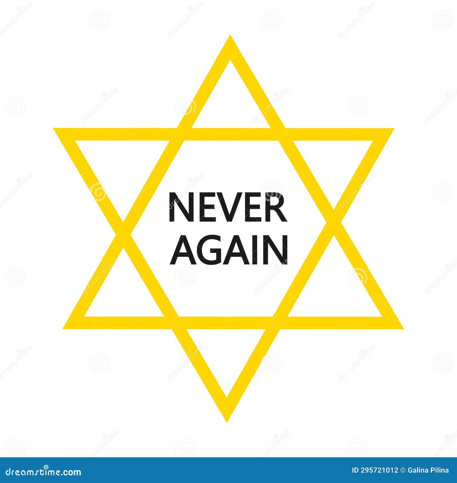 An Illustration of a Yellow Star of David with Never Again Text Written ...
