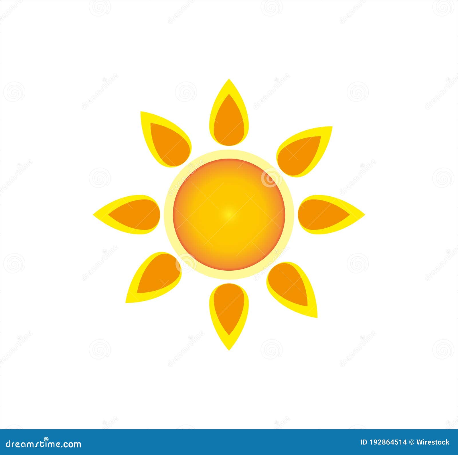 Illustration of a Yellow Sun Icon for Mobile or Web Design Isolated on ...