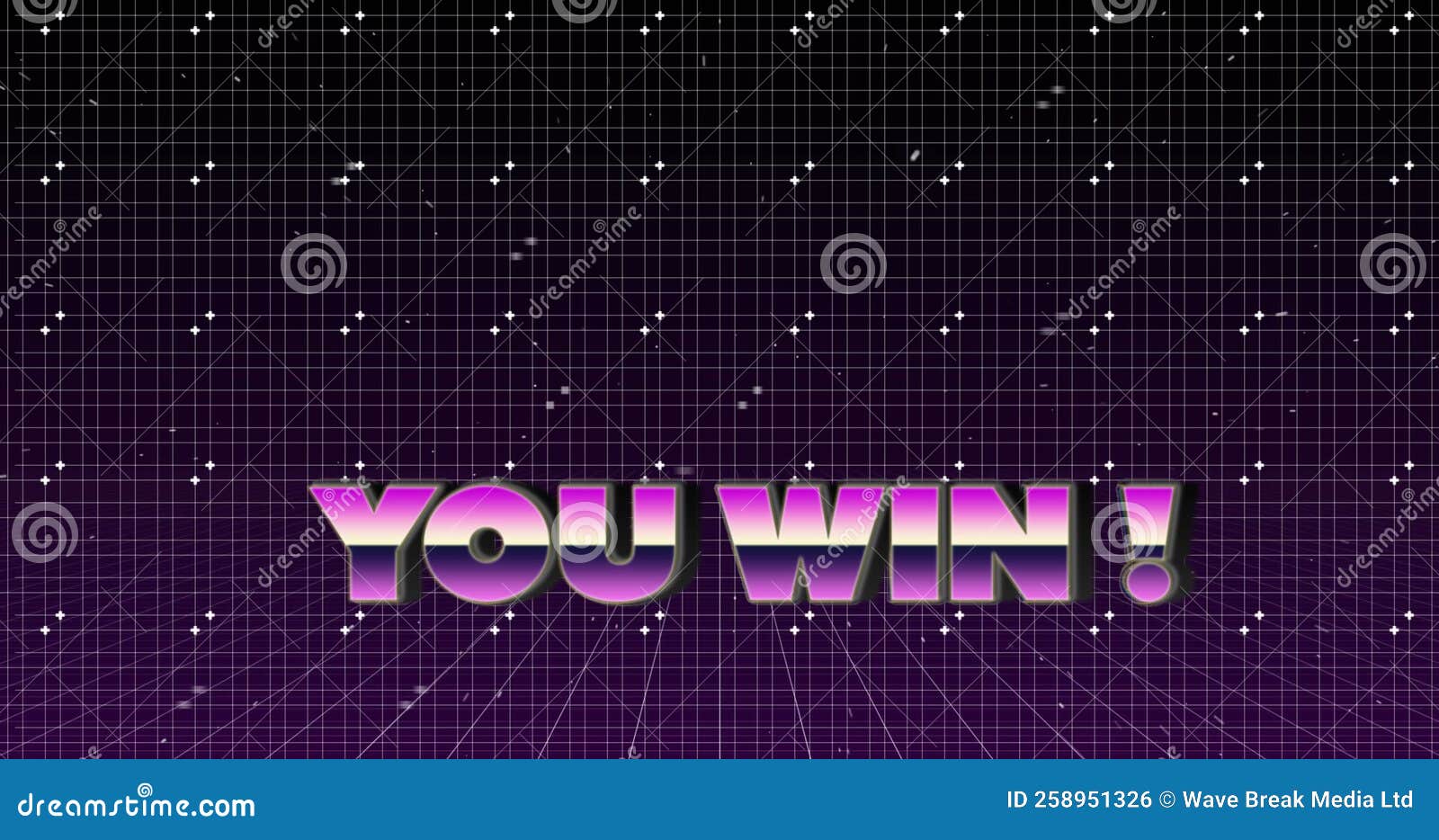 Illustration of You Win Text with Dots and Grid Pattern Against ...