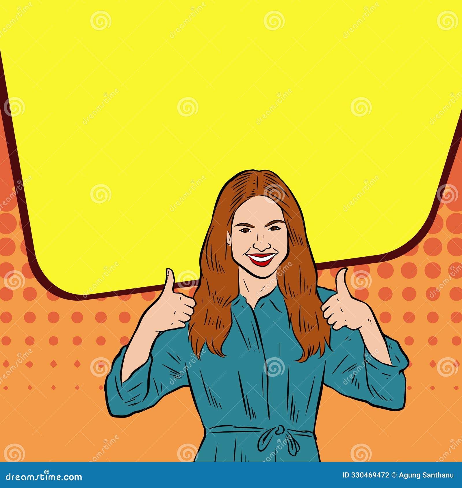 Illustration Of A Young Female Model In Pose With Thumbs Up Hand