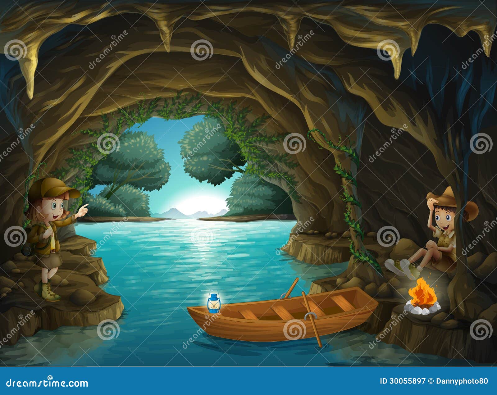 Young Girl Boy Inside Cave Stock Illustrations – 3 Young Girl Boy ...