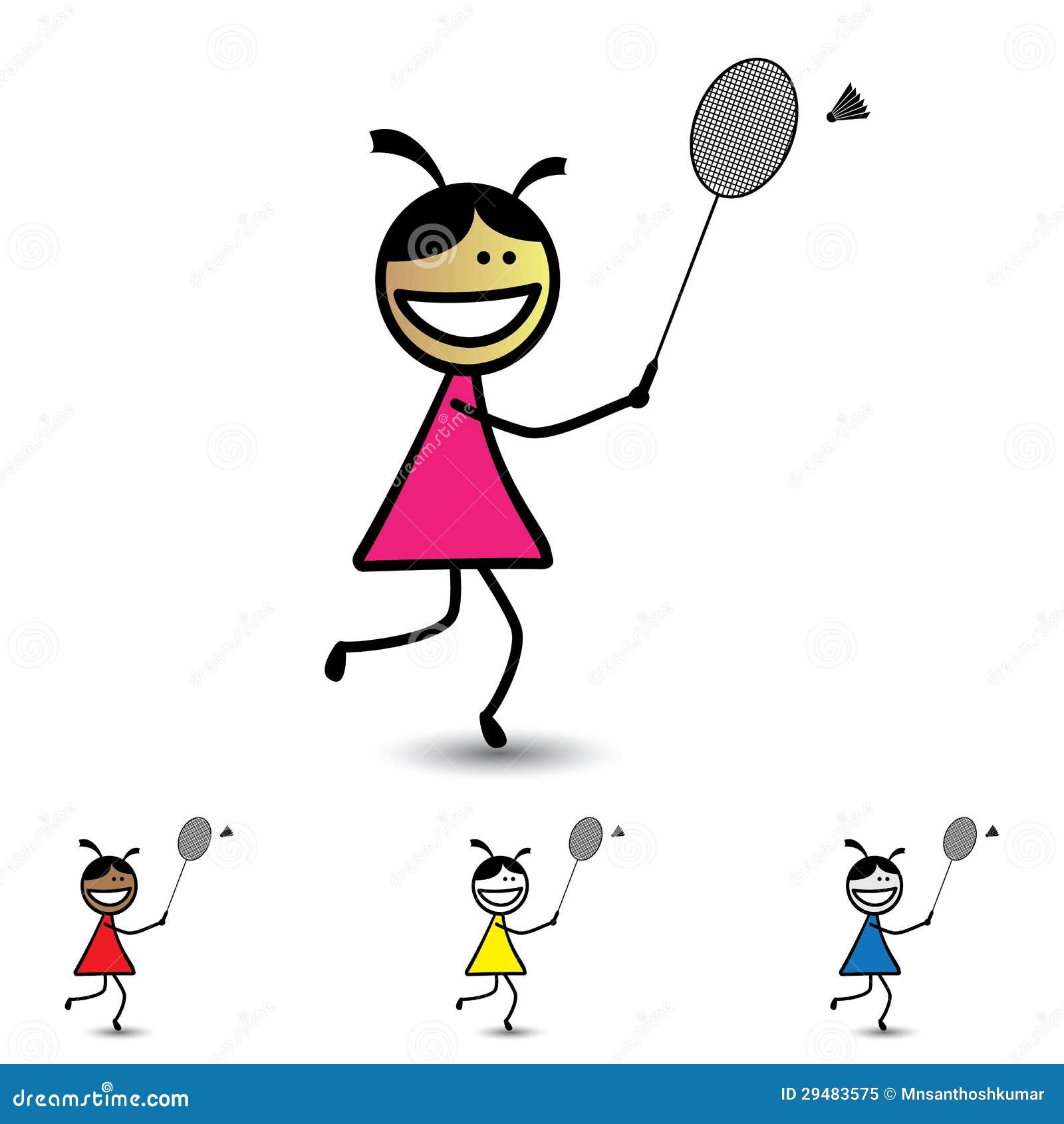 Illustration of Young Girls Playing Shuttle Badmin Stock Vector ...