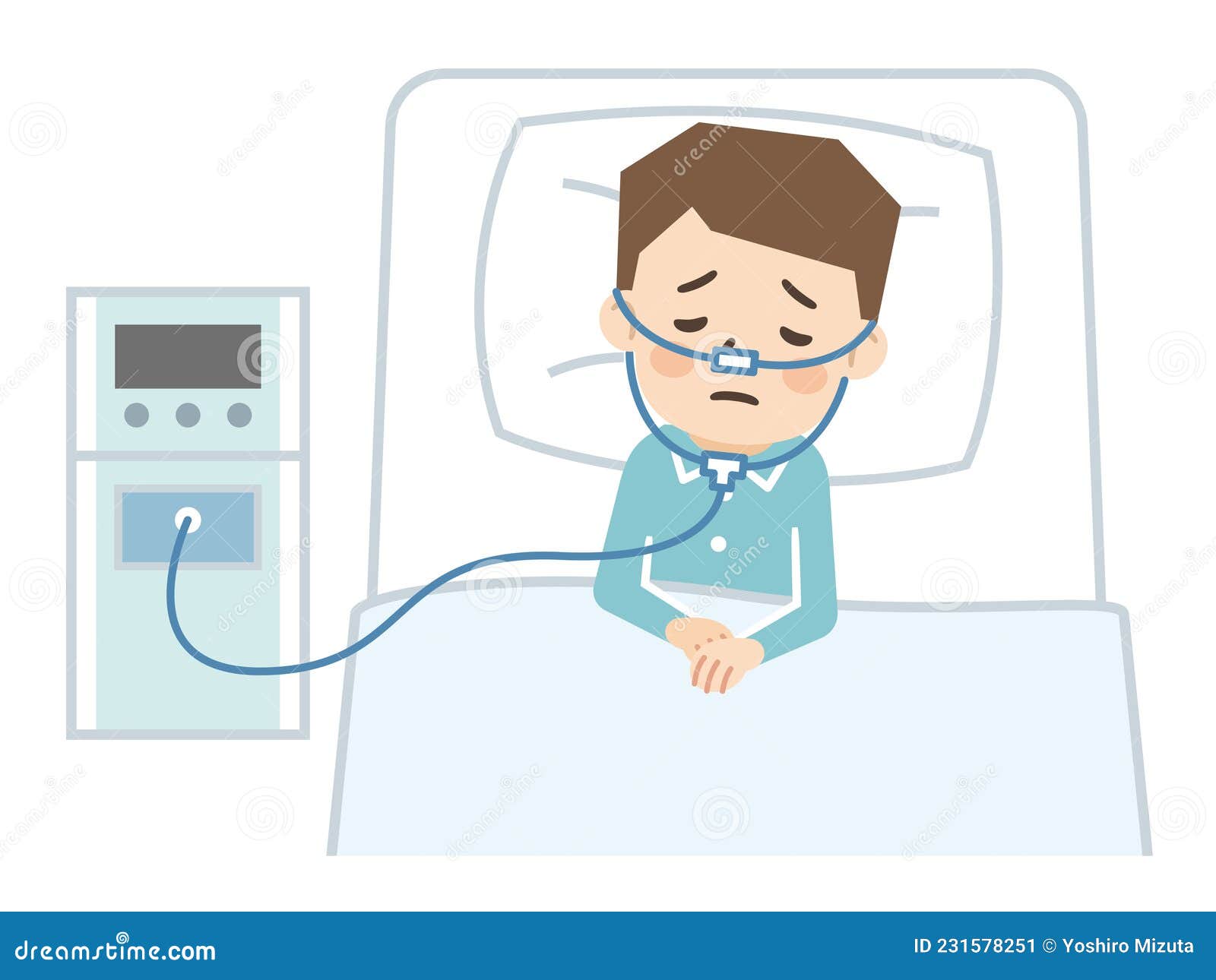 Illustration of a Young Man Doing Oxygen Therapy Stock Vector ...