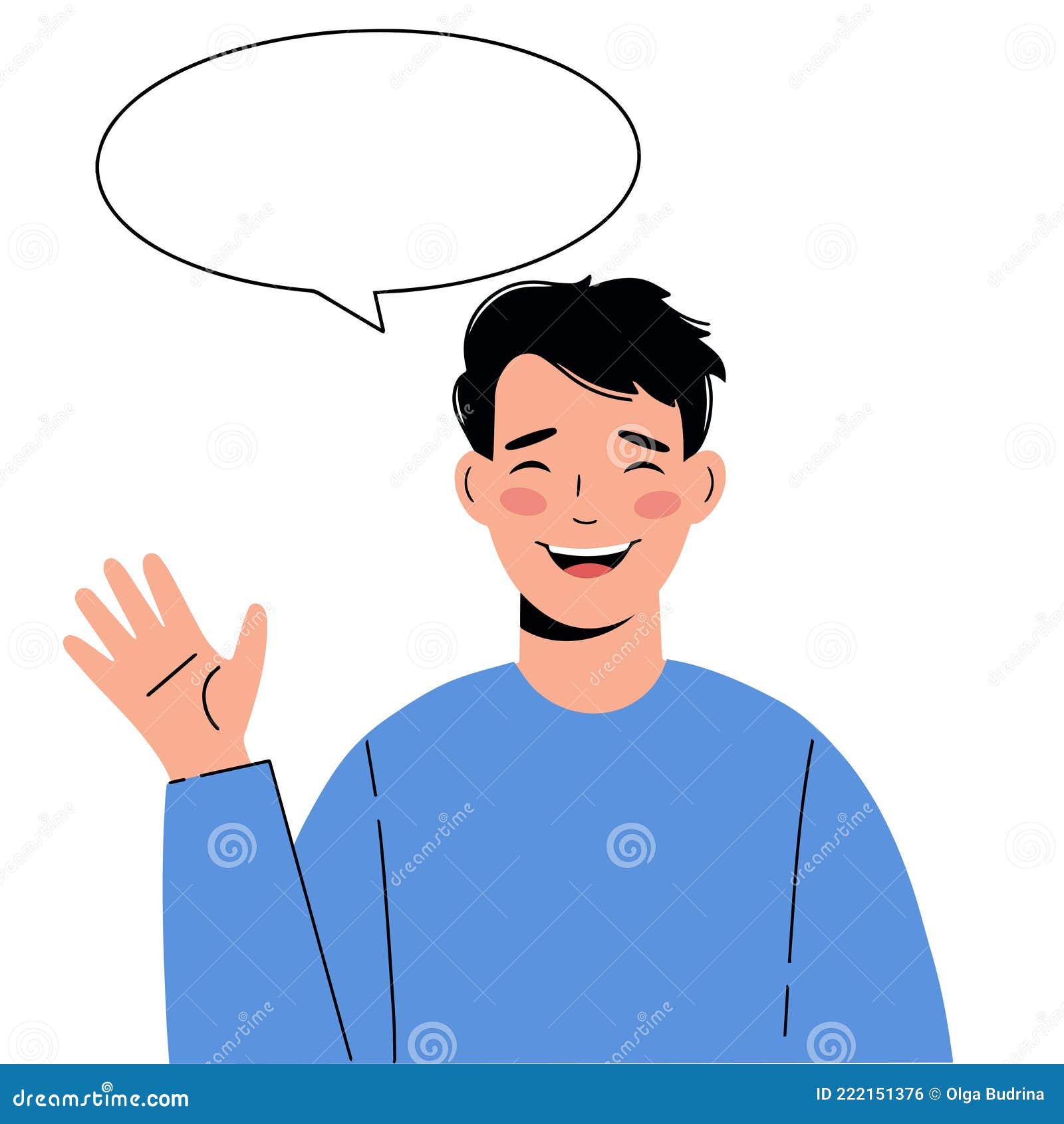 Illustration of Young Man with a Greeting Gesture. Man Says Hello Stock ...