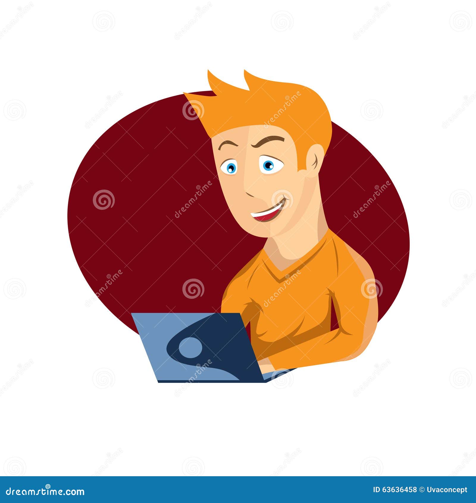 Illustration of Young Man with Laptop Stock Vector - Illustration of ...