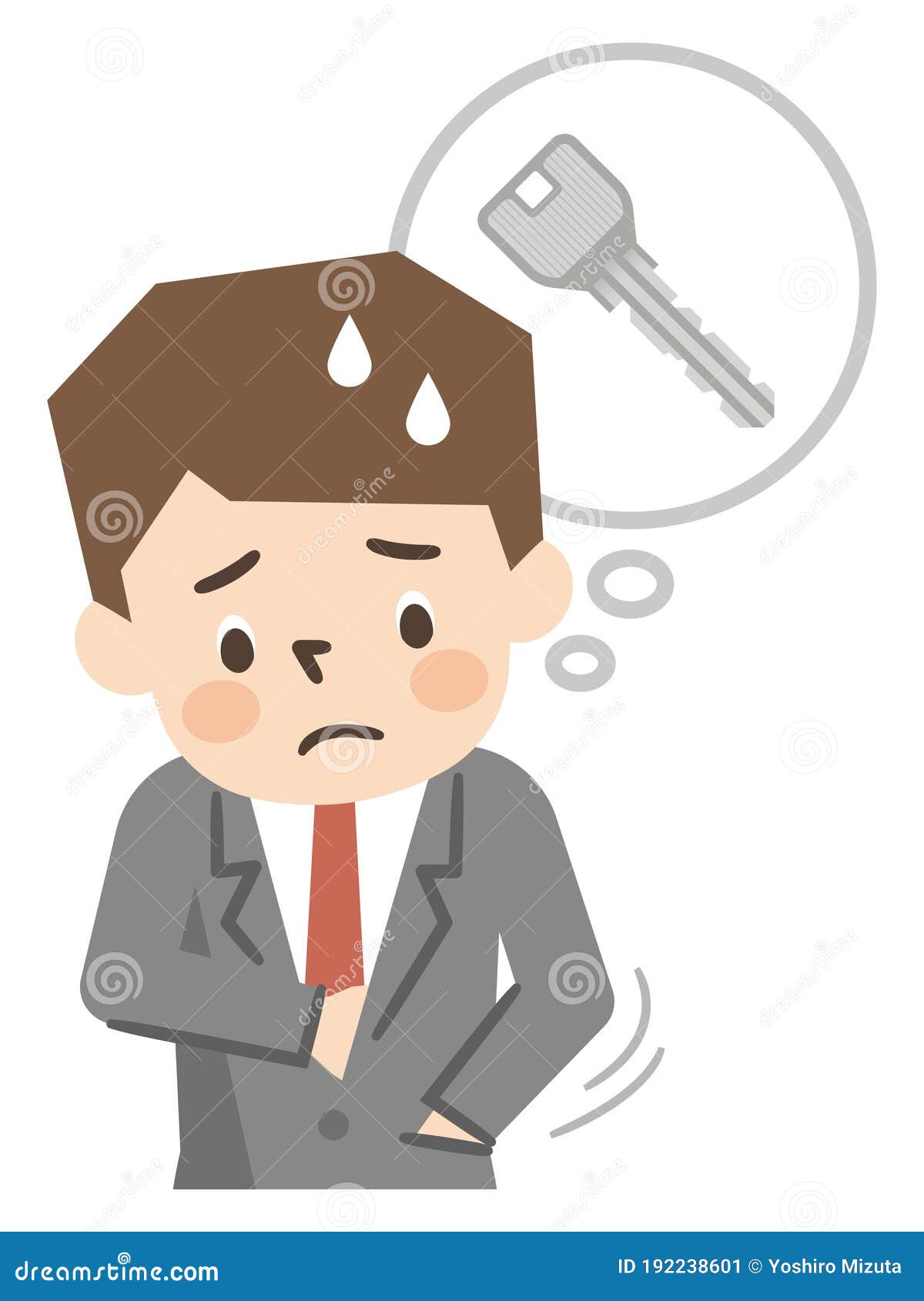 Illustration of a Young Man Looking for a Key on a White Background ...