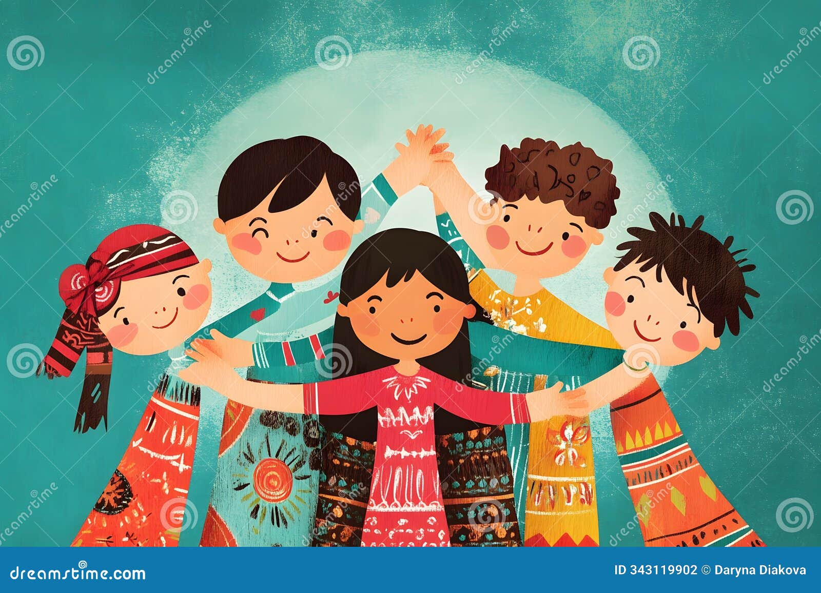 Illustration of Young People from Different Cultures Joining Hands ...