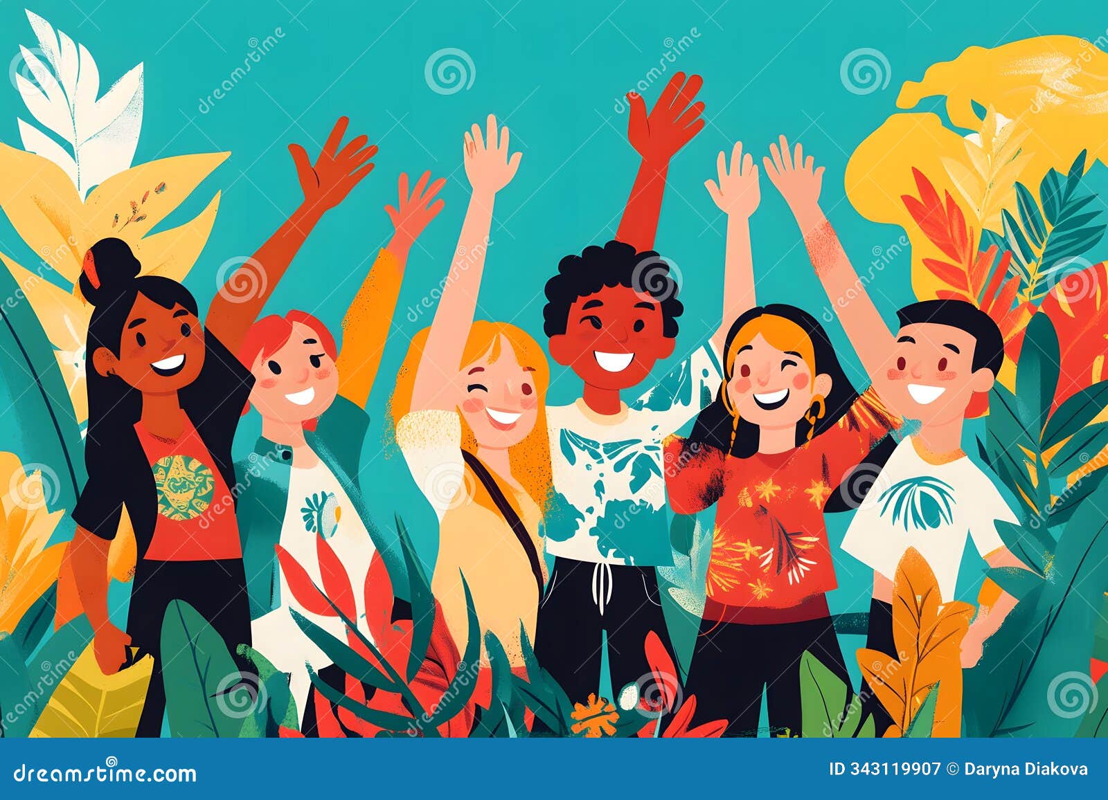 Illustration of Young People from Different Cultures Joining Hands ...