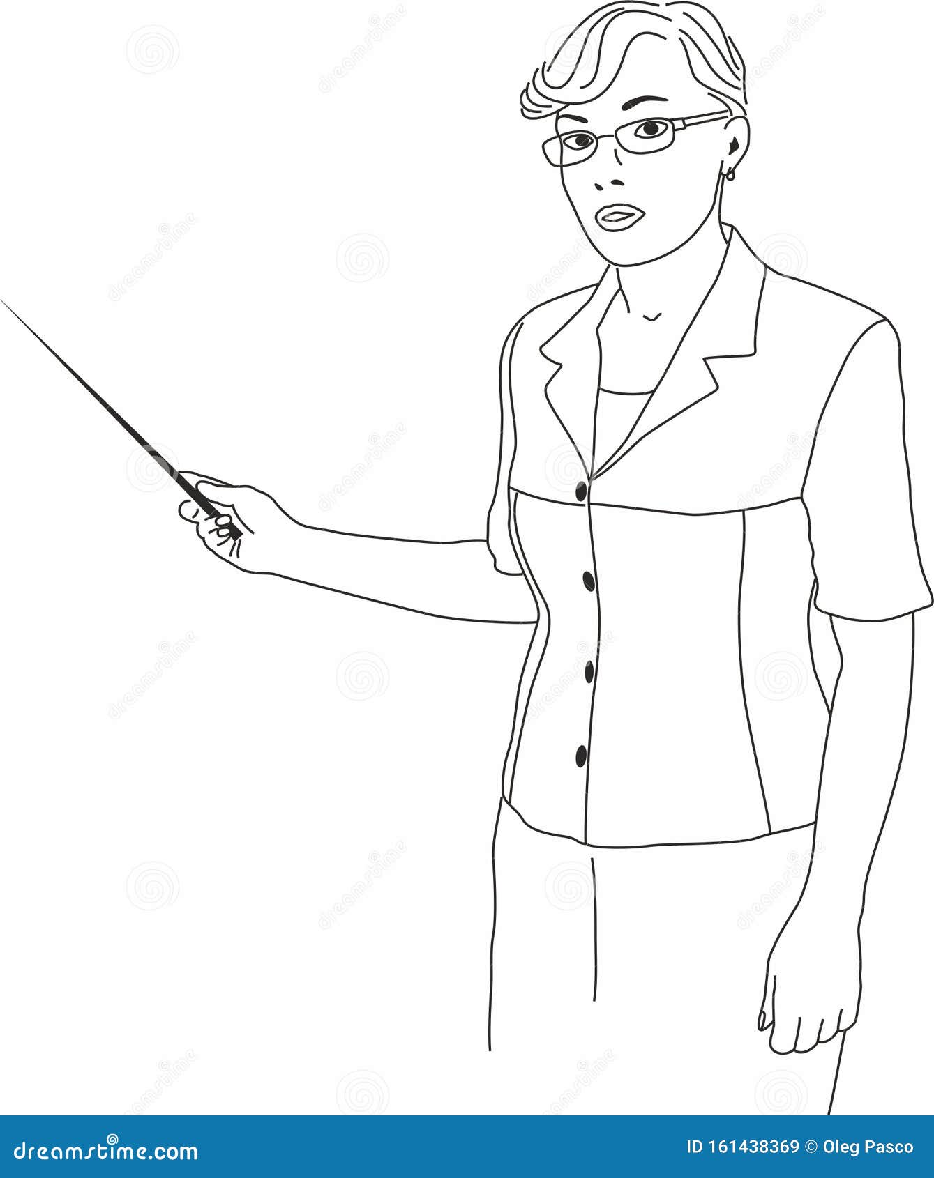 Teacher with a pointer stock vector. Illustration of clothes - 161438369