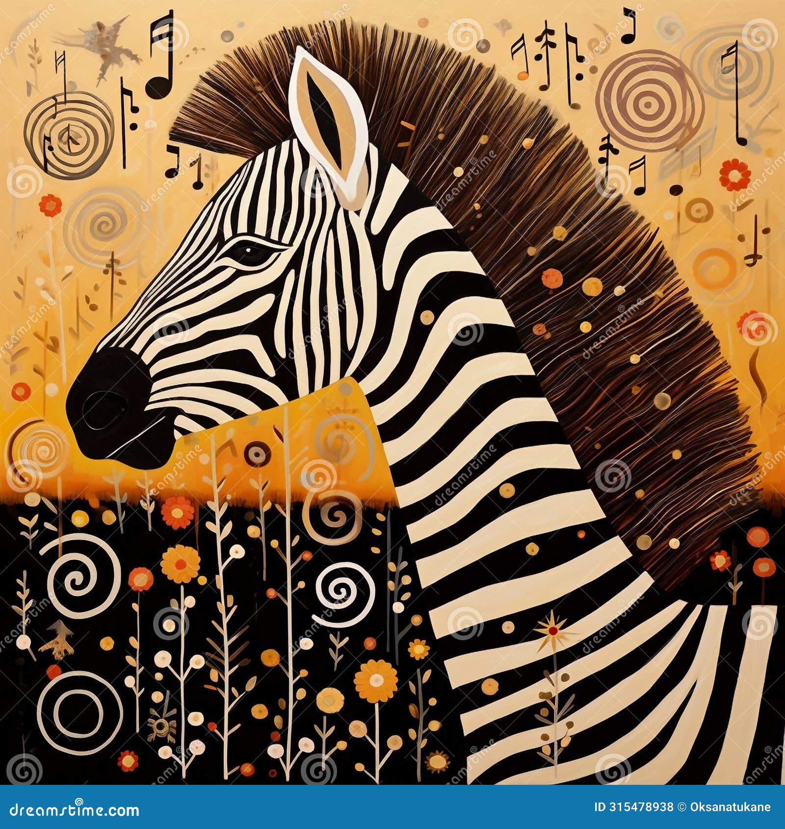 Illustration of Zebra on Yellow Abstract Background. Stock Illustration ...