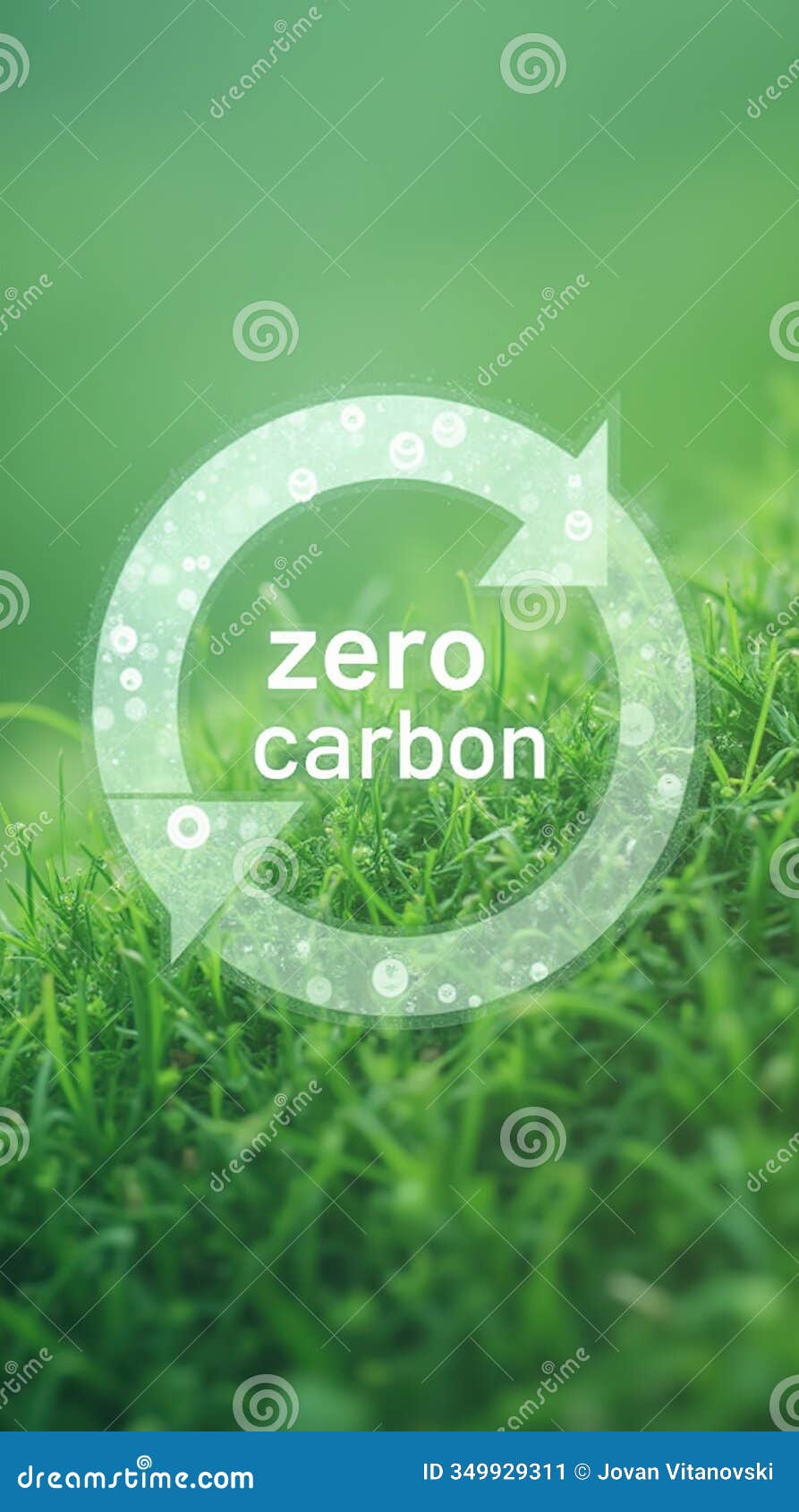 Zero Carbon Concept on Lush Green Grass Background Stock Illustration - Illustration of ...