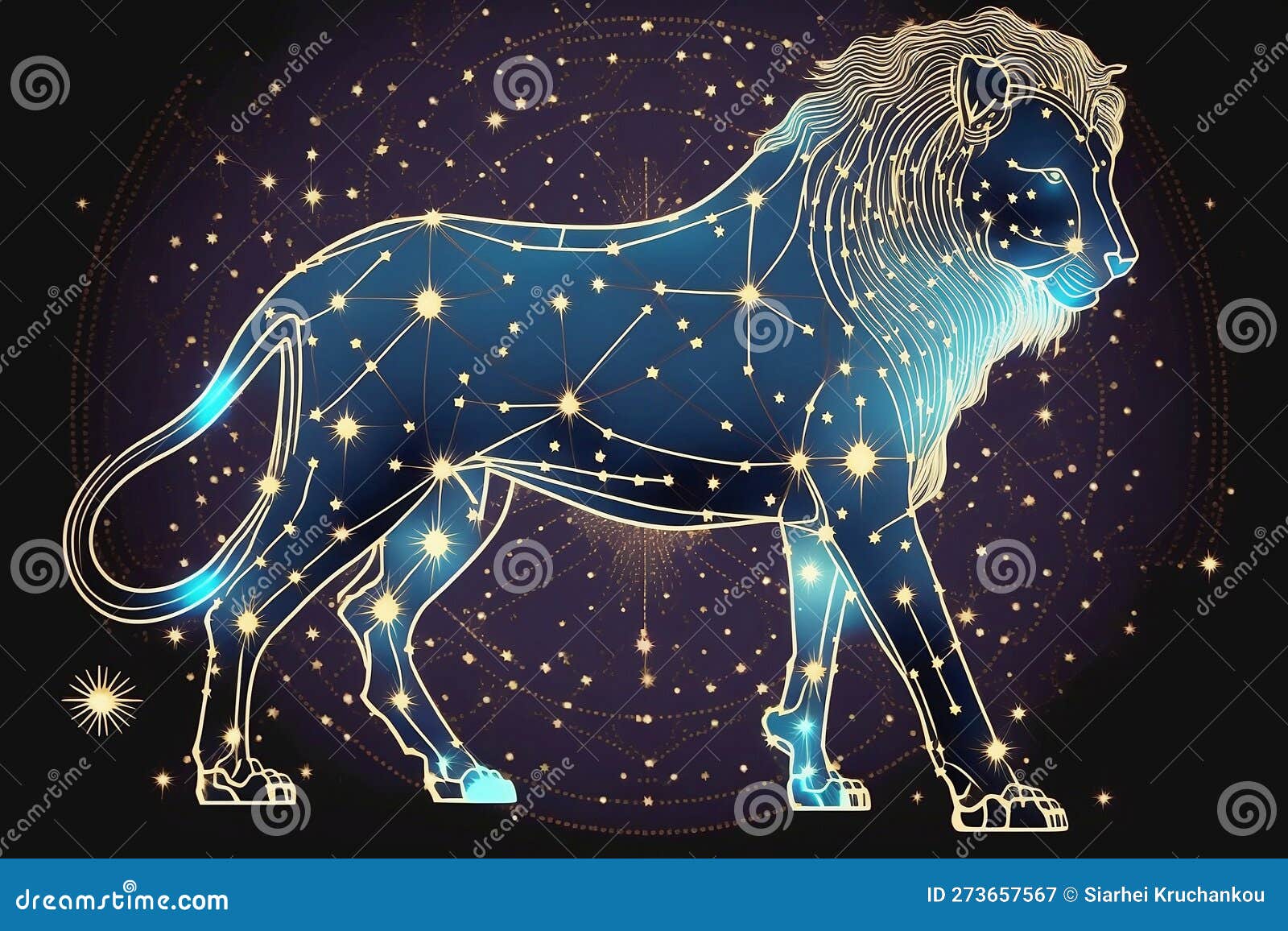 Illustration of Zodiac Sign Leo on Space Background Stock Illustration ...