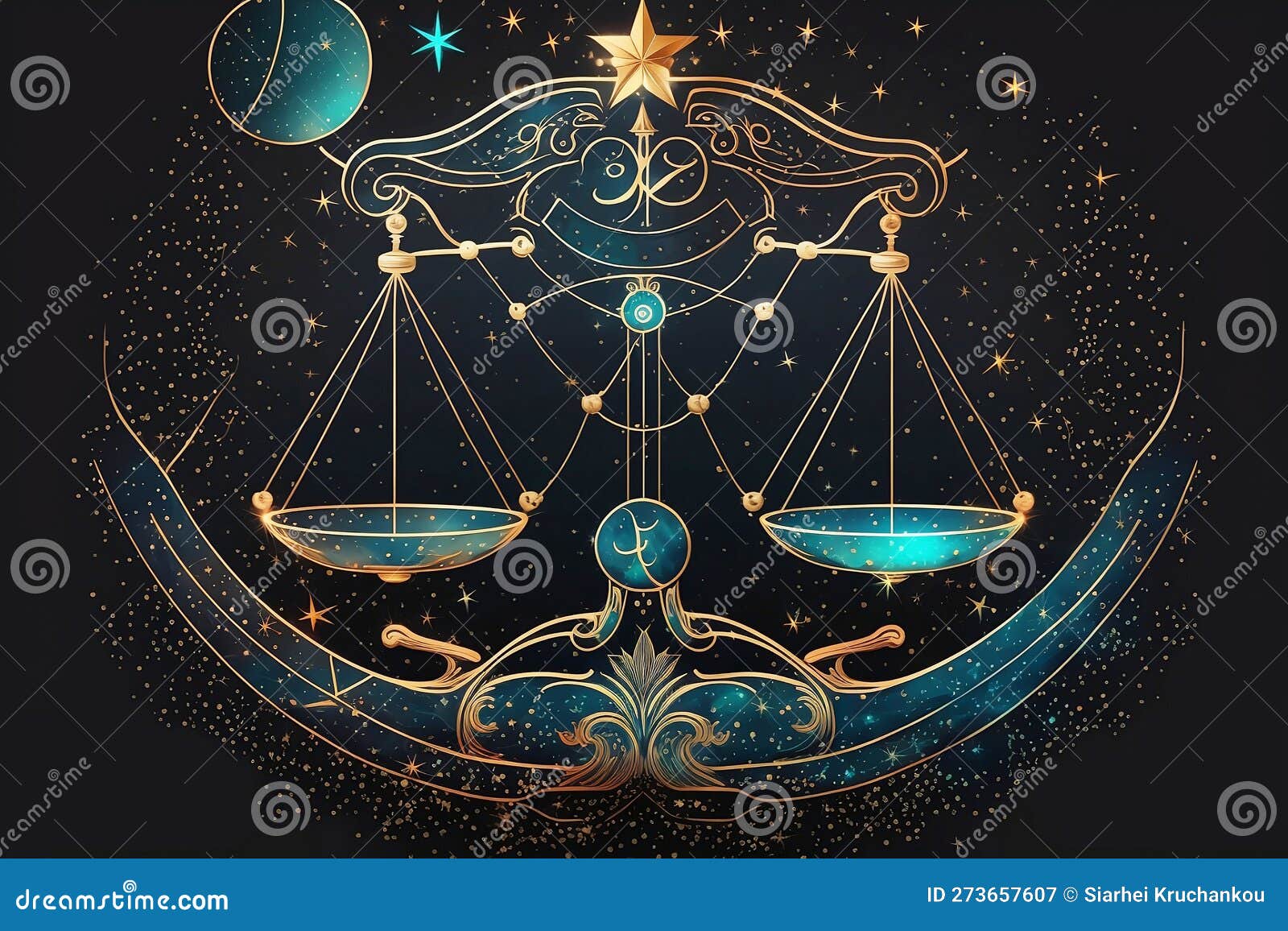 Illustration of Zodiac Sign Libra on Space Background Stock ...