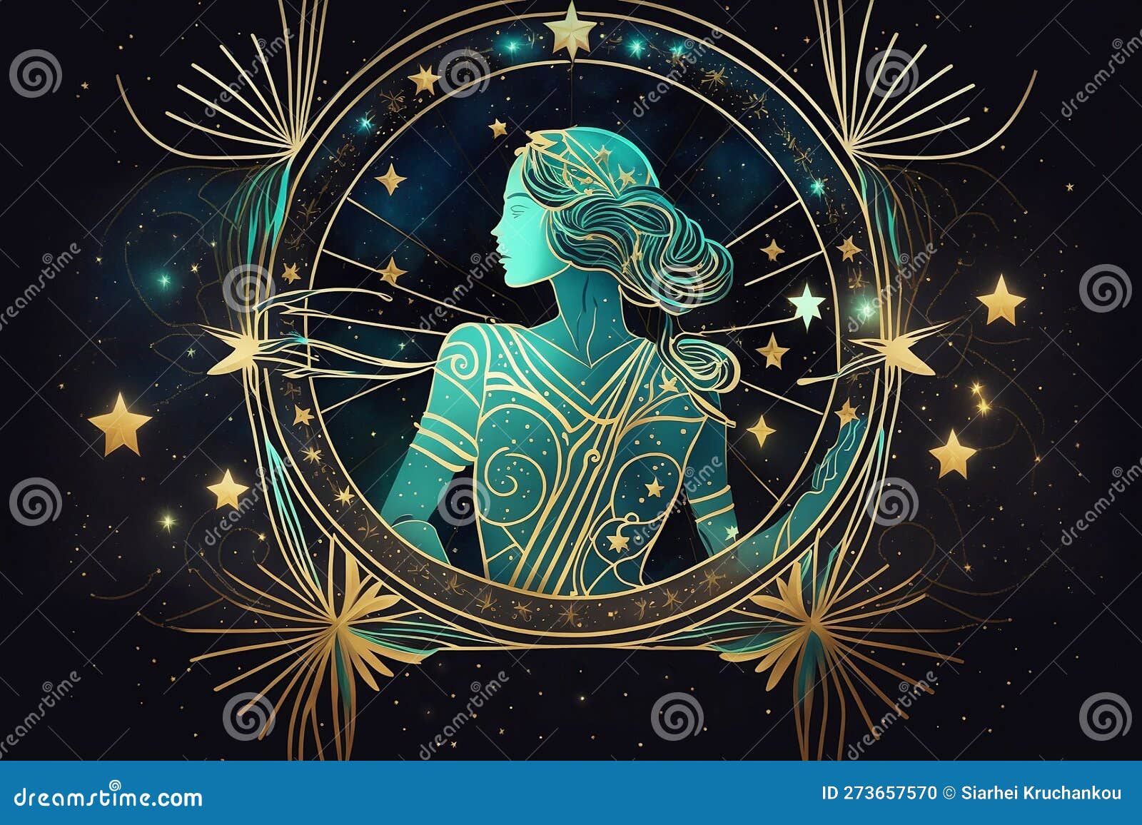 Illustration of Zodiac Sign Virgo on Space Background Stock ...