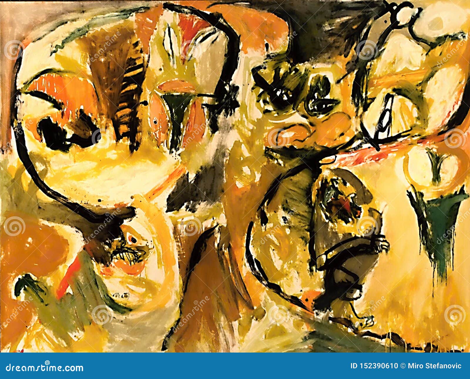 Illustrations-abstract Art Work Hand Painted with Intriguing Design ...