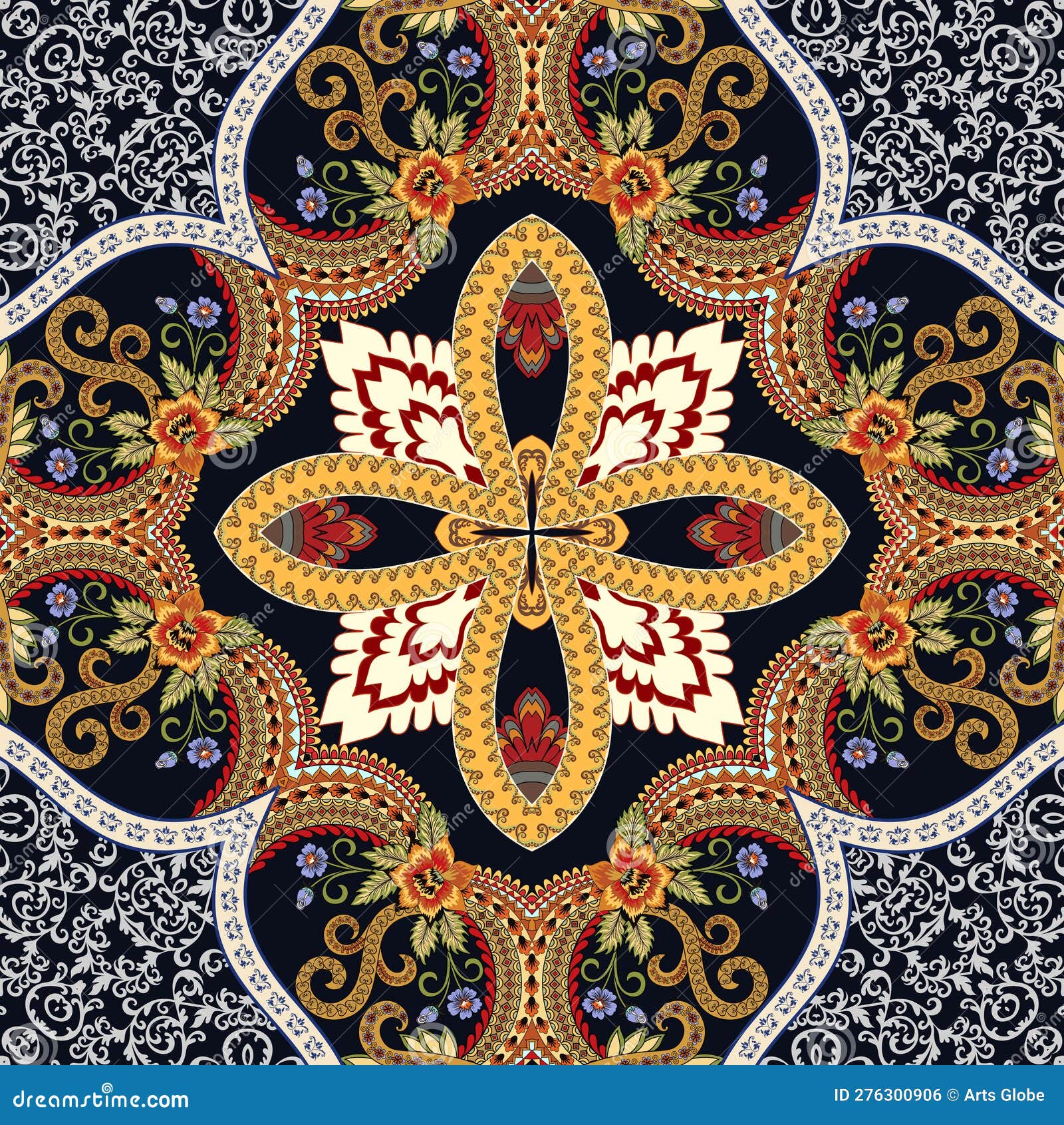 Digital Textile Indian Pattern Illustrations, Drawings Floral Pattern ...