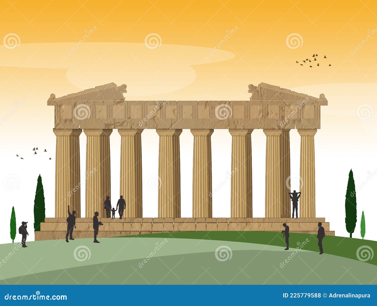 Acropolis In Athens Hand Drawn Outline Doodle Icon. Cartoon Vector ...