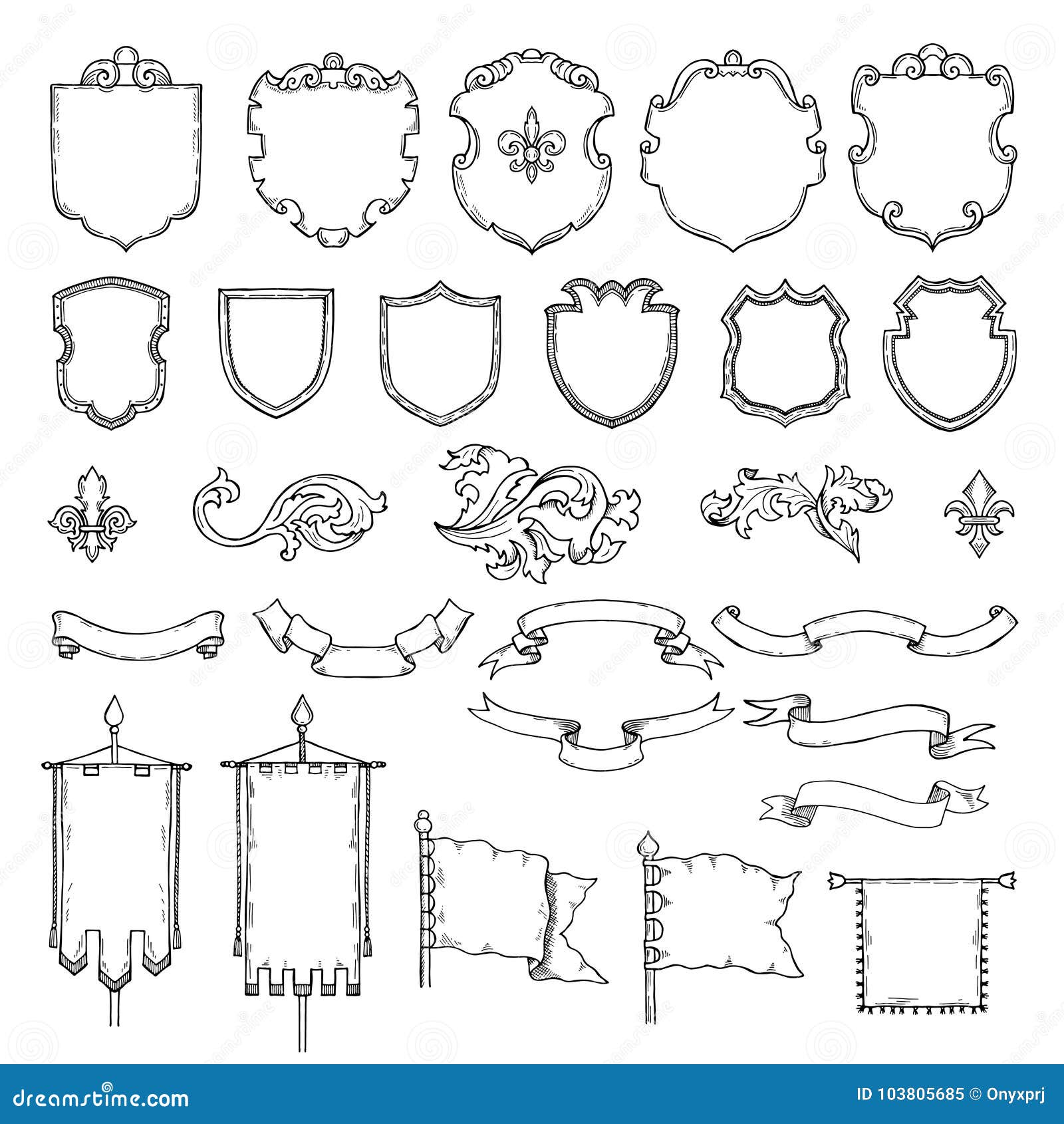 Illustrations of Armed Medieval Vintage Shields. Vector Heraldic Frames ... Illustrations of Armed Medieval Vintage Shields. Vector Heraldic Frames ...