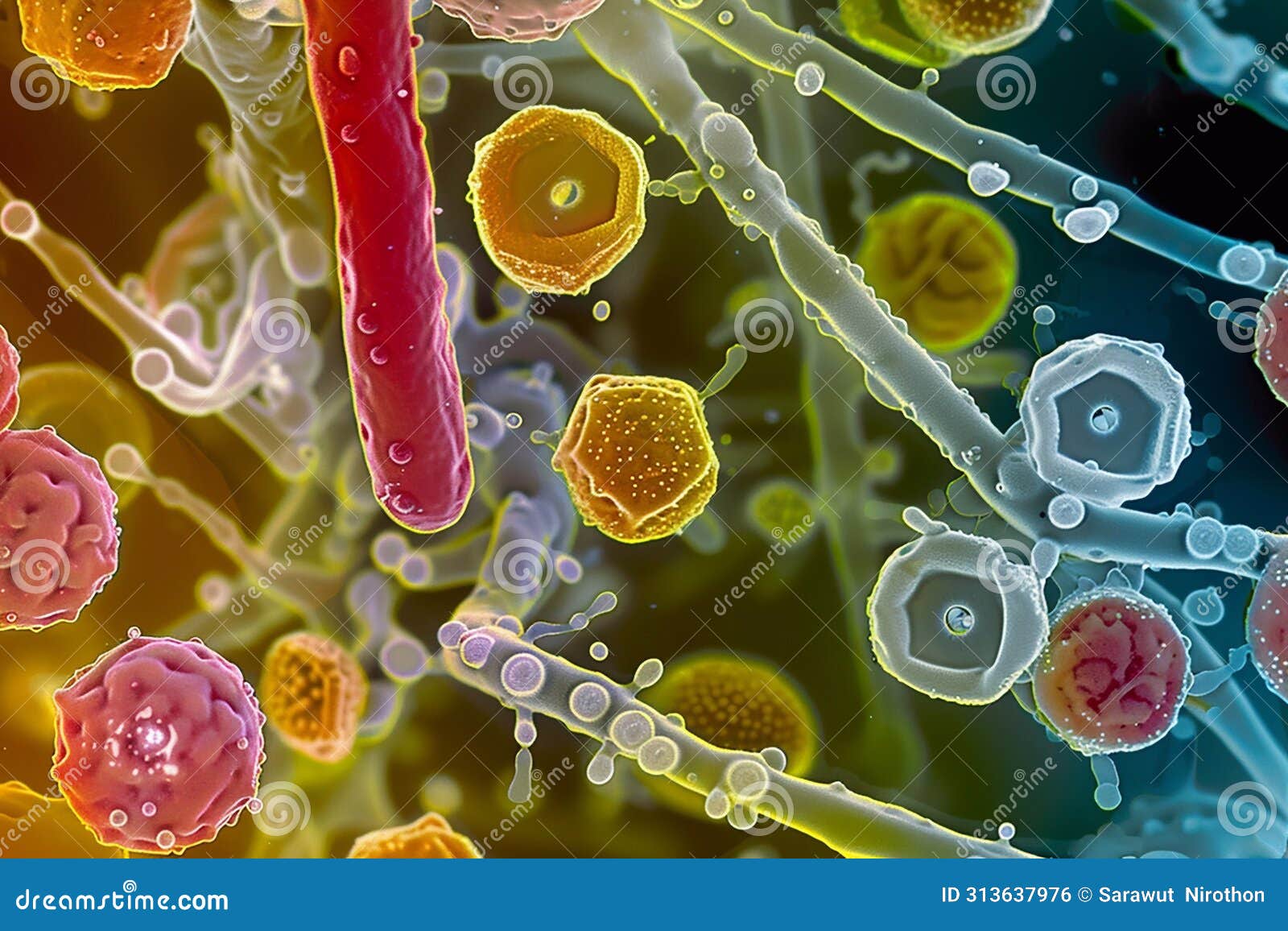 Illustrations of Bacteria Under the Microscope Stock Illustration ...