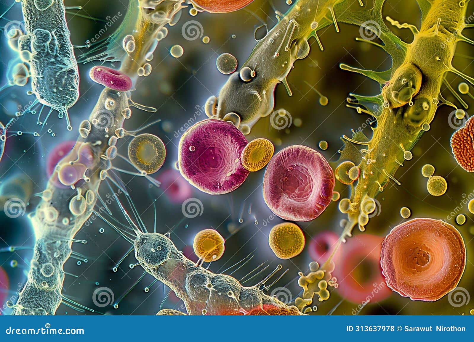 Illustrations of Bacteria Under the Microscope Stock Illustration ...