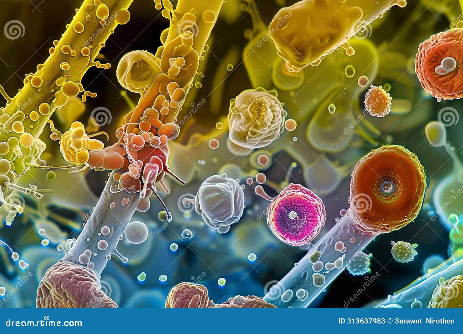 Illustrations of Bacteria Under the Microscope Stock Illustration ...