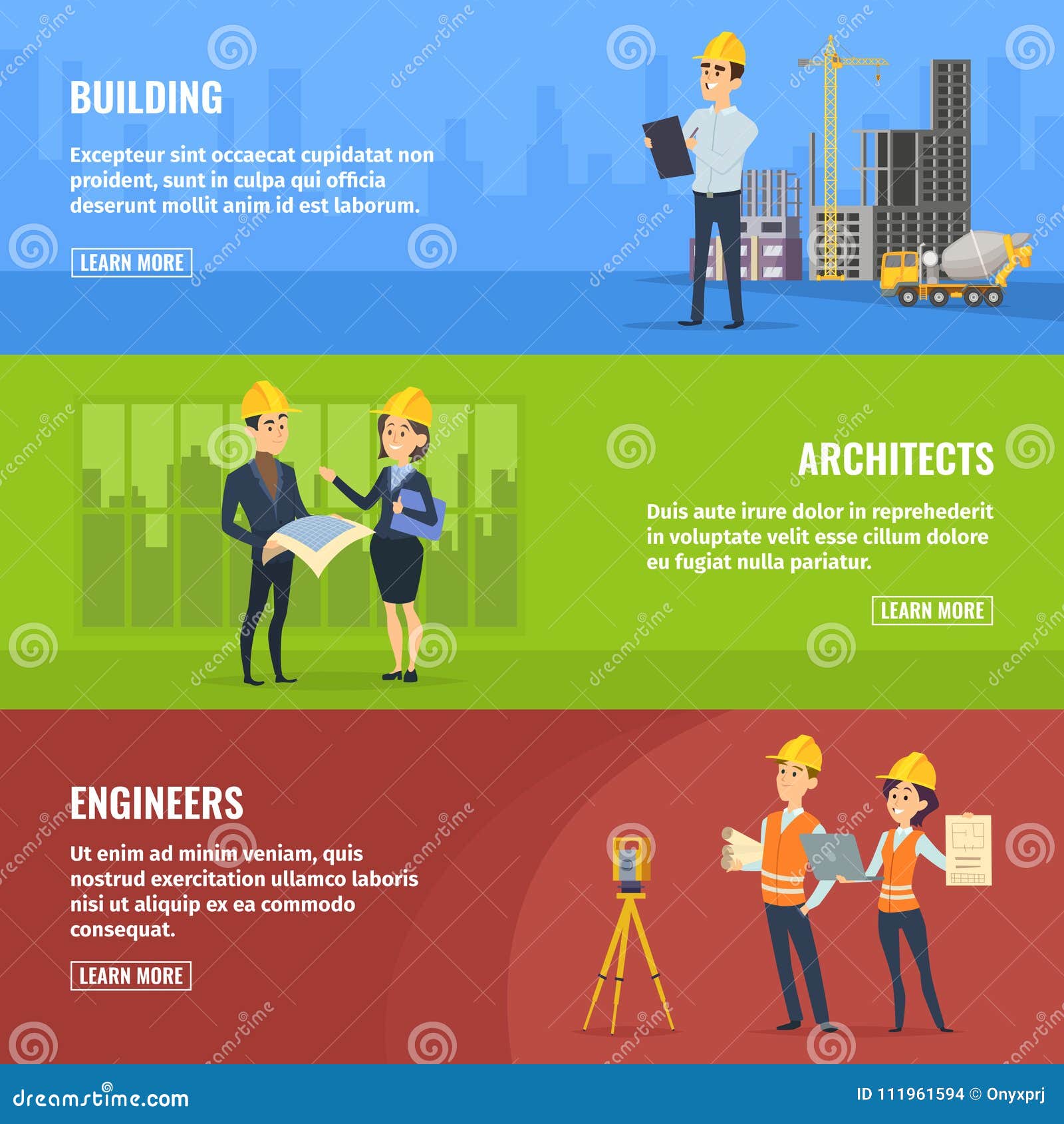 Illustrations for Banners of Builders Architects and Engineers Stock ...